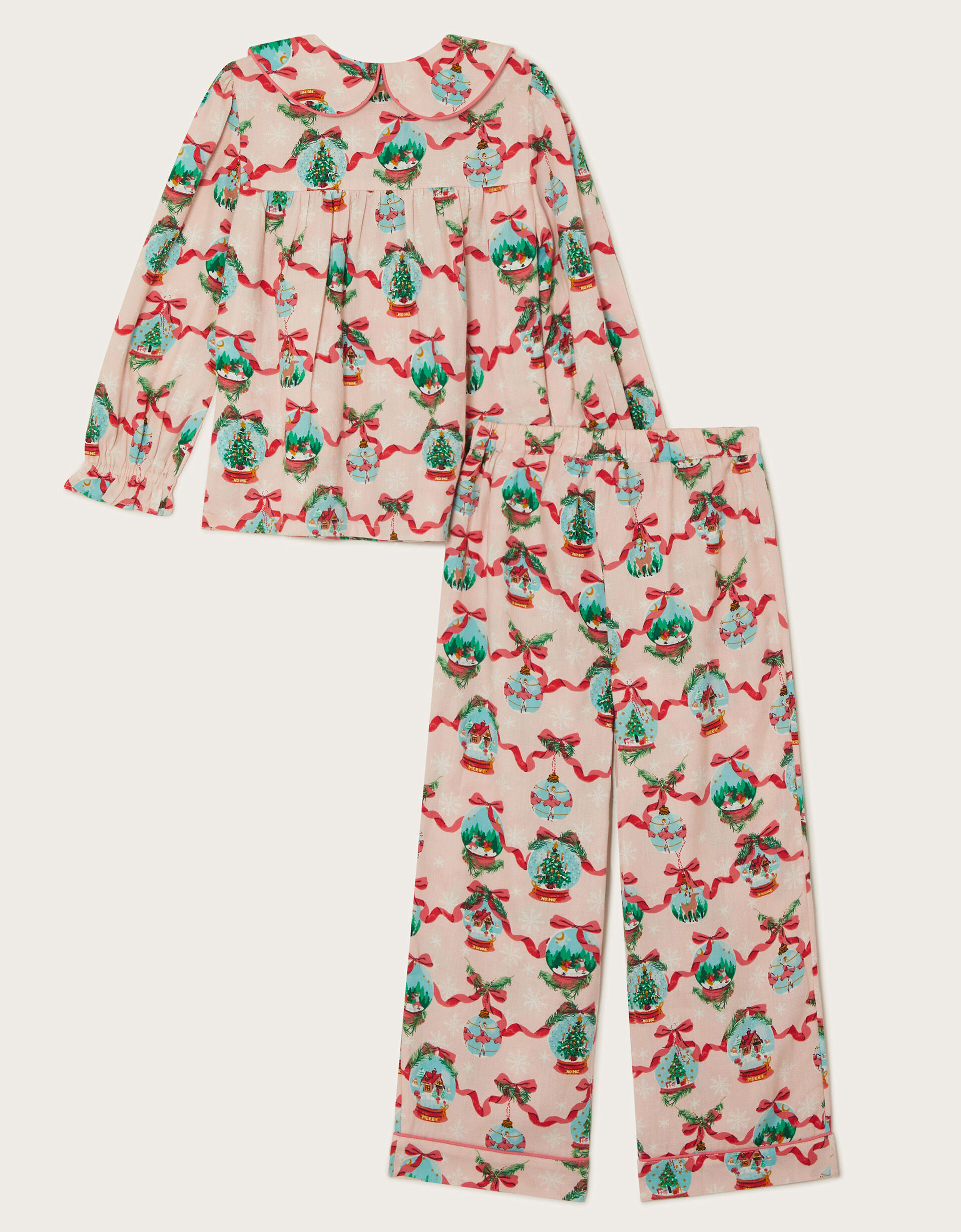 Christmas Snow Globe Long Pyjamas Set Pink