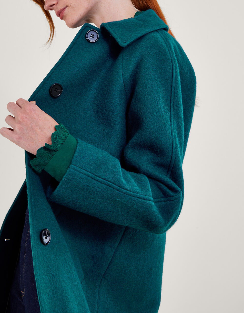 Farah Single Breasted Coat Teal | Women's Coats | Monsoon UK.