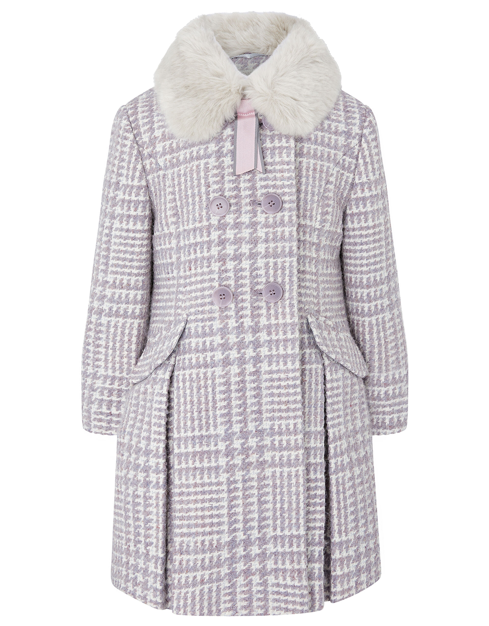 Dogtooth Tweed Coat Purple