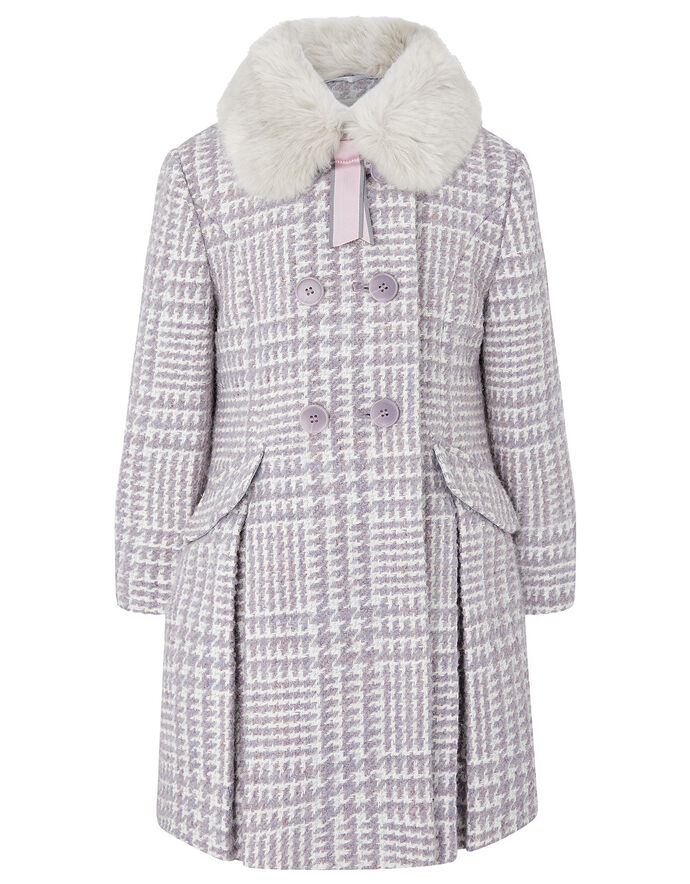 Dogtooth Tweed Coat Purple