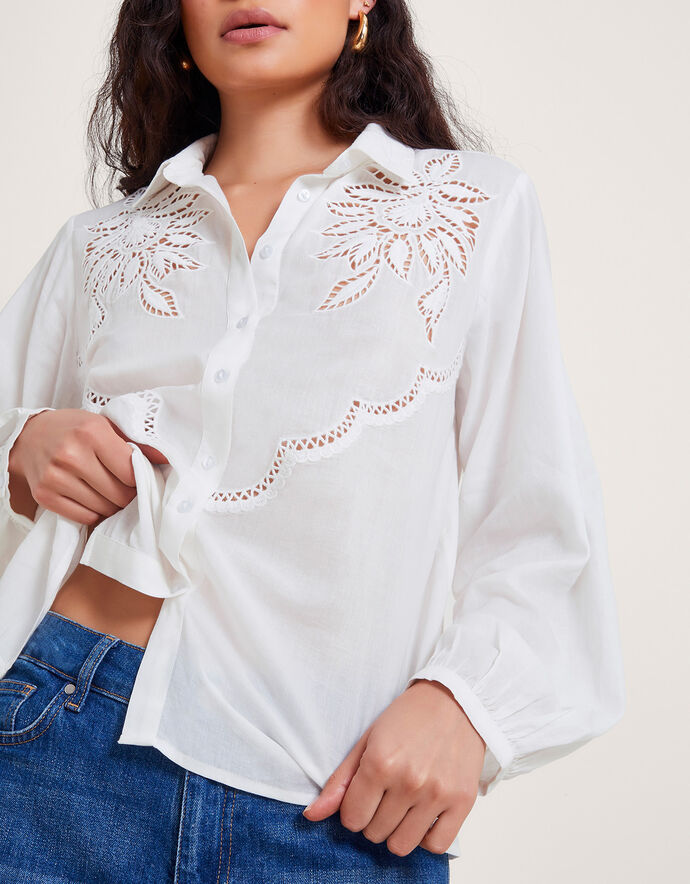 Flora Cutwork Shirt White | Tops & T-shirts | Monsoon UK.