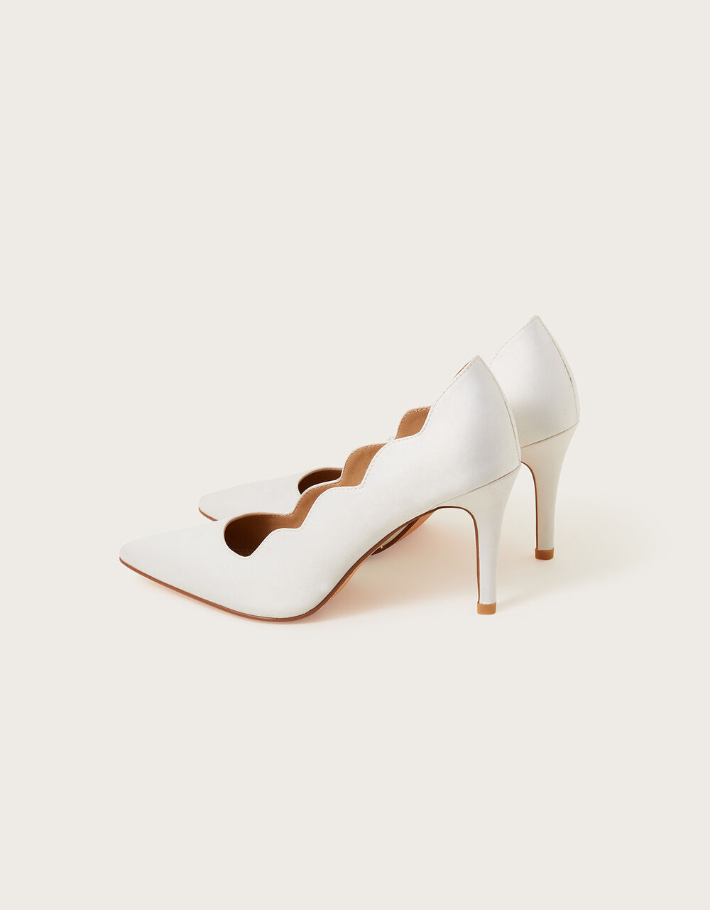 Scallop Satin Bridal Court Shoes Ivory | Women's Shoes | Monsoon UK.