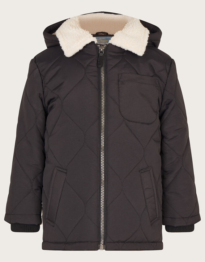 Quilted Borg Coat Black | Boys' Coats & Jackets | Monsoon UK.