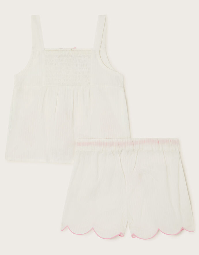 Floral Embroidered Pyjama Set Ivory