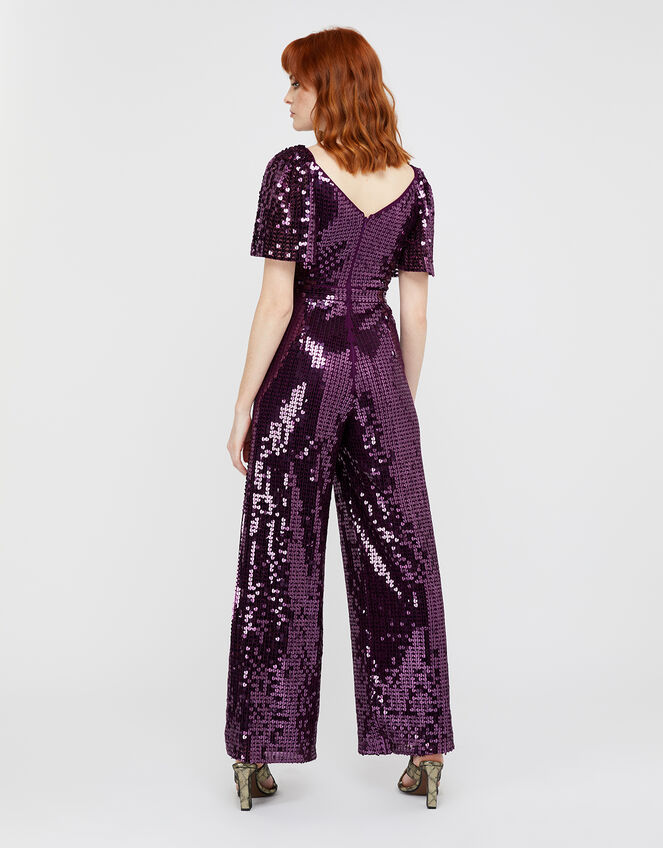 Harriette Heart Sequin Jumpsuit Purple