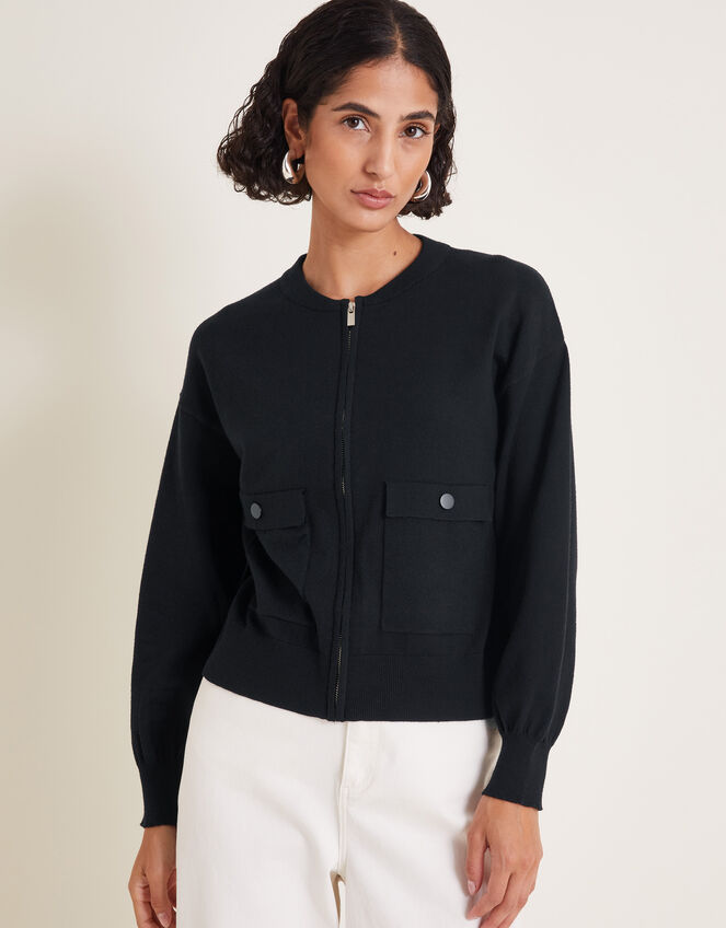 Nora Knit Bomber Jacket Black | Cardigans | Monsoon UK.