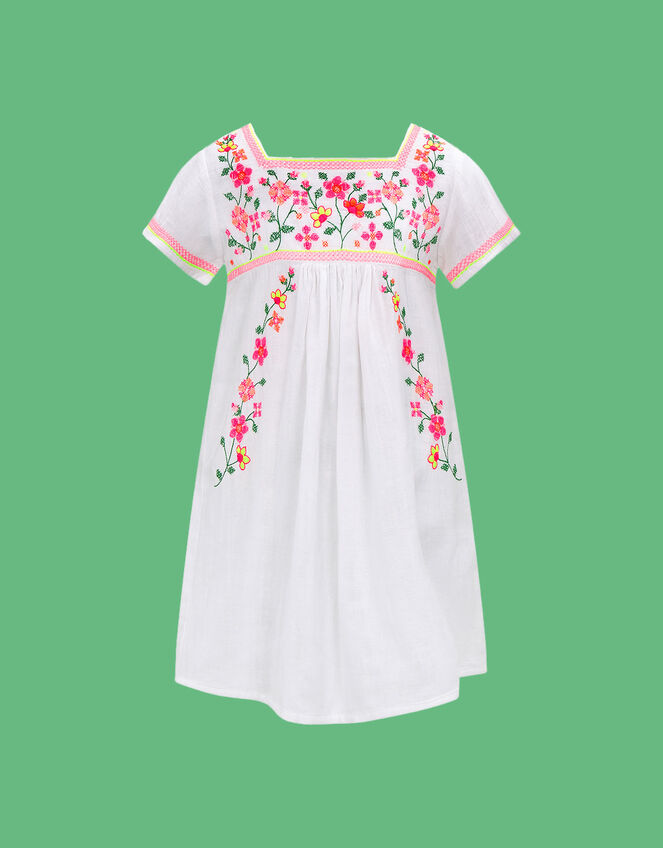 Sunuva Kids Peruvian Floral Embroidered Dress White