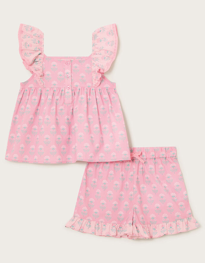 Floral Woodblock Pyjama Set Pink | Nightwear & Slippers | Monsoon UK.