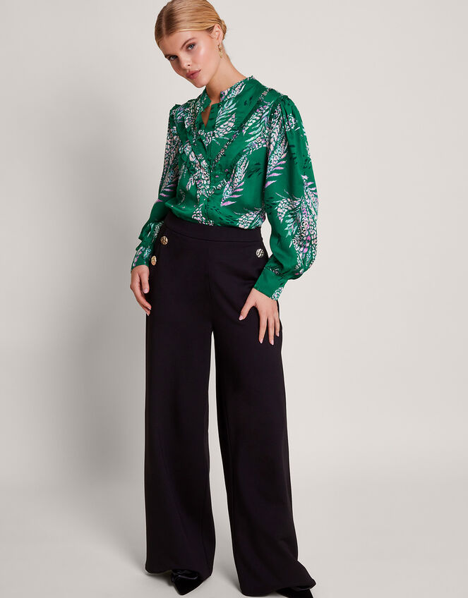 Lucille Satin Print Blouse Green | Blouses & Shirts | Monsoon UK.