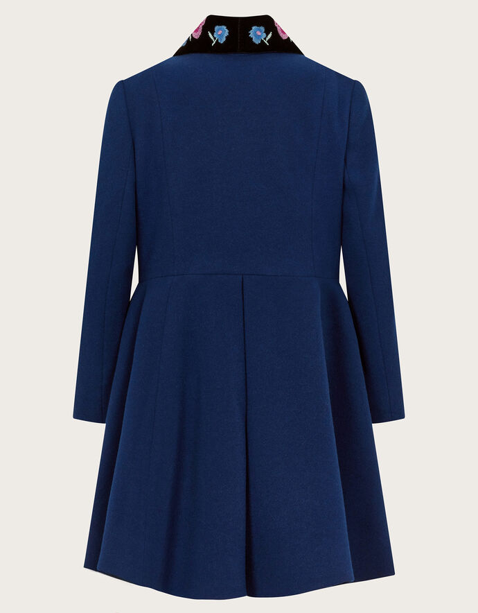 Floral Embroidered Dress Coat Blue | Girls' Coats & Jackets | Monsoon UK.