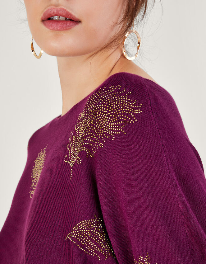 Fawn Feather Jumper Purple | Jumpers | Monsoon UK.