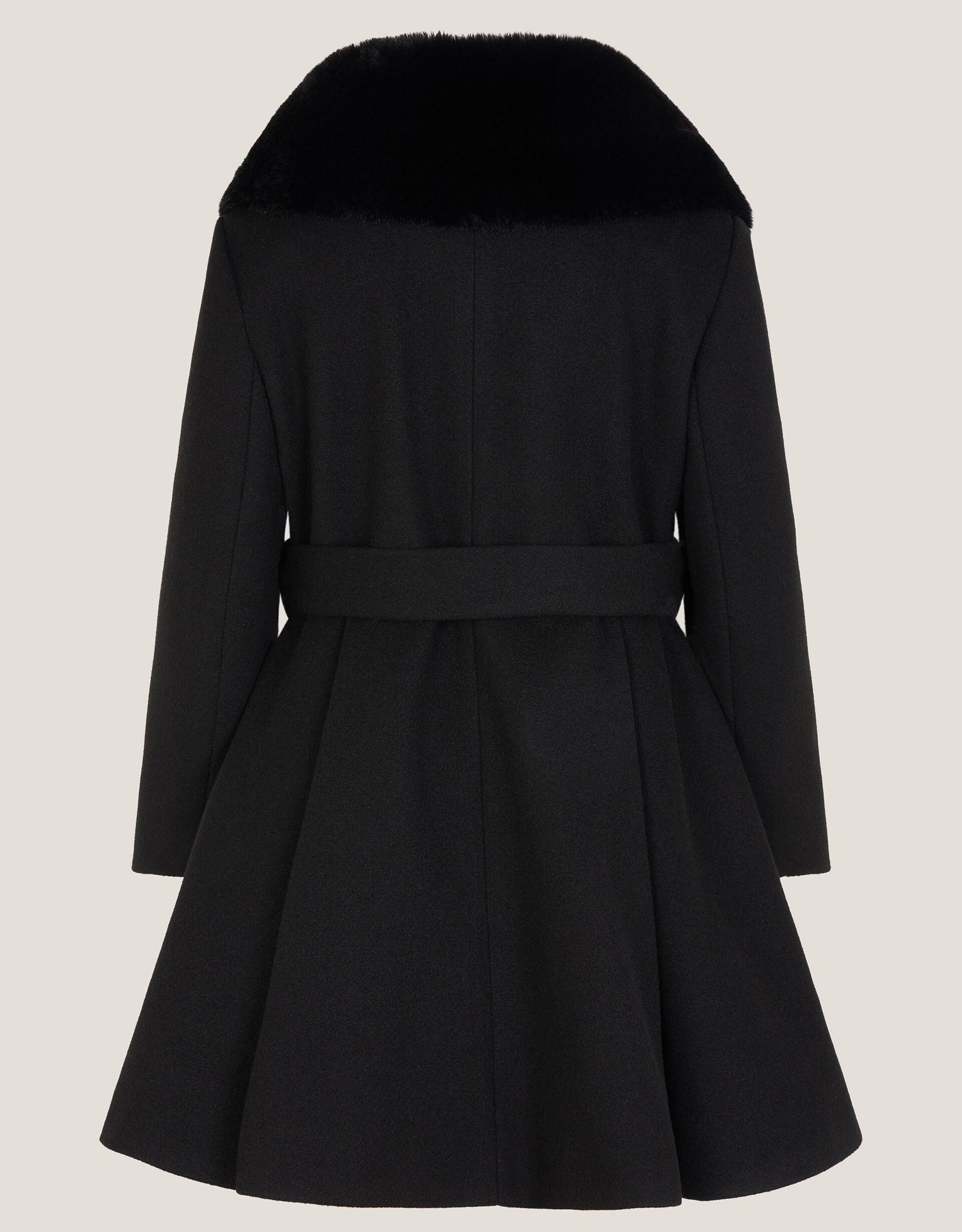 Faux Fur Collar Dress Coat Black | Girls' Coats & Jackets | Monsoon UK.