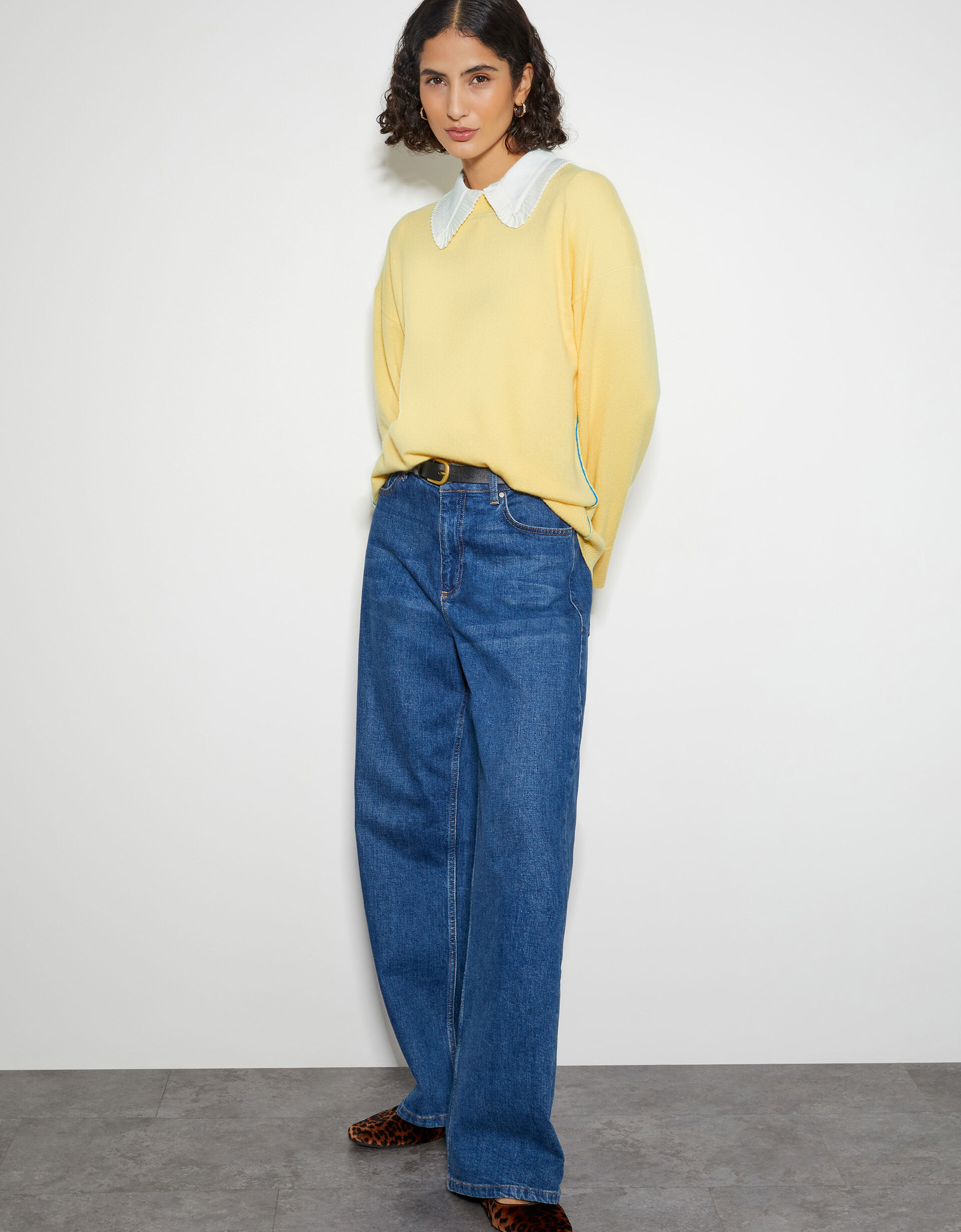 Cindy Cashmere Crewneck Sweater Yellow | Jumpers | Monsoon UK.