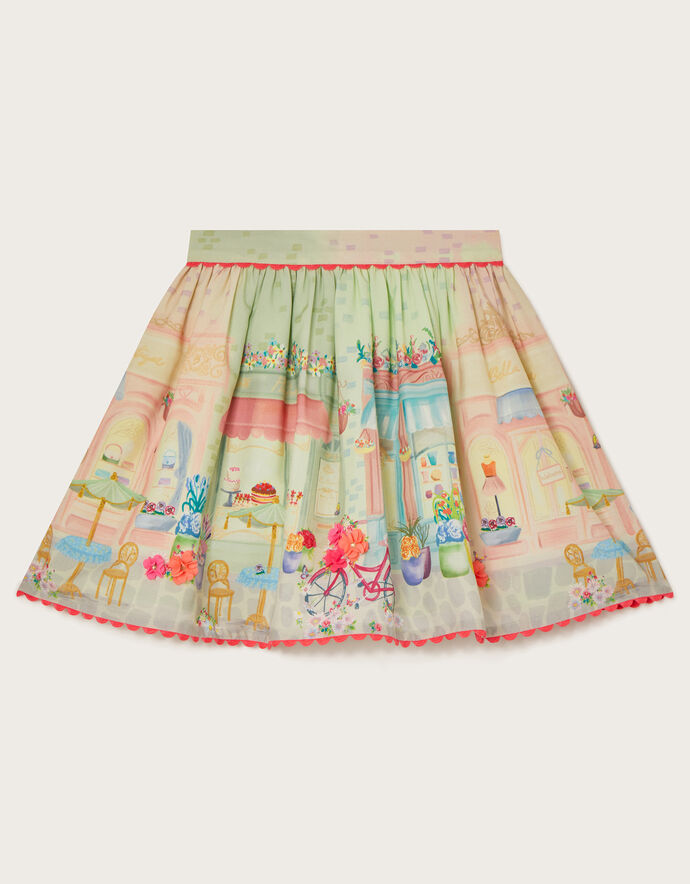 Town Scene Skirt Blue