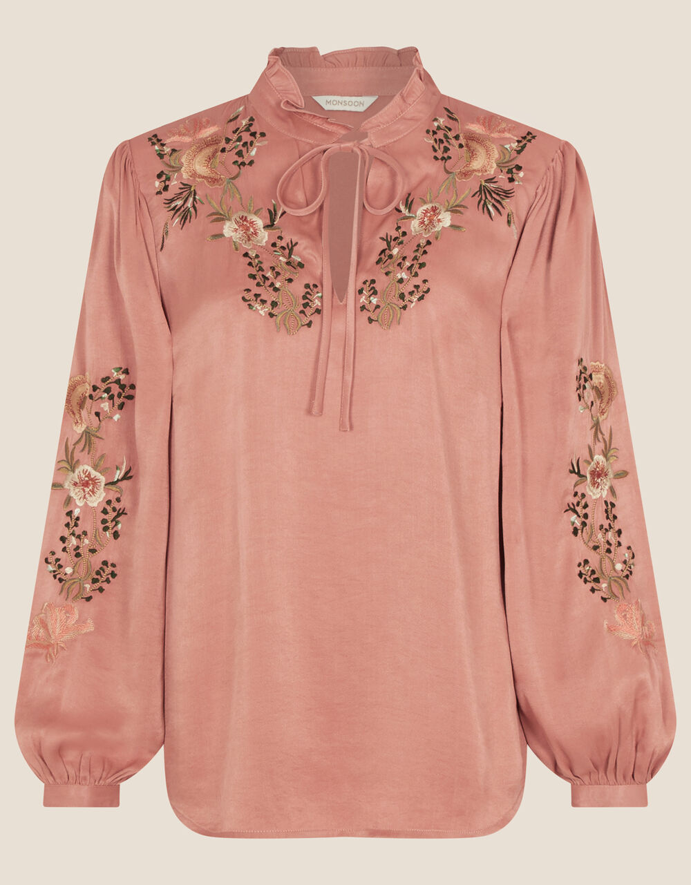 Embroidered Oriental Floral Long Back Top Orange | Tops & T-shirts ...