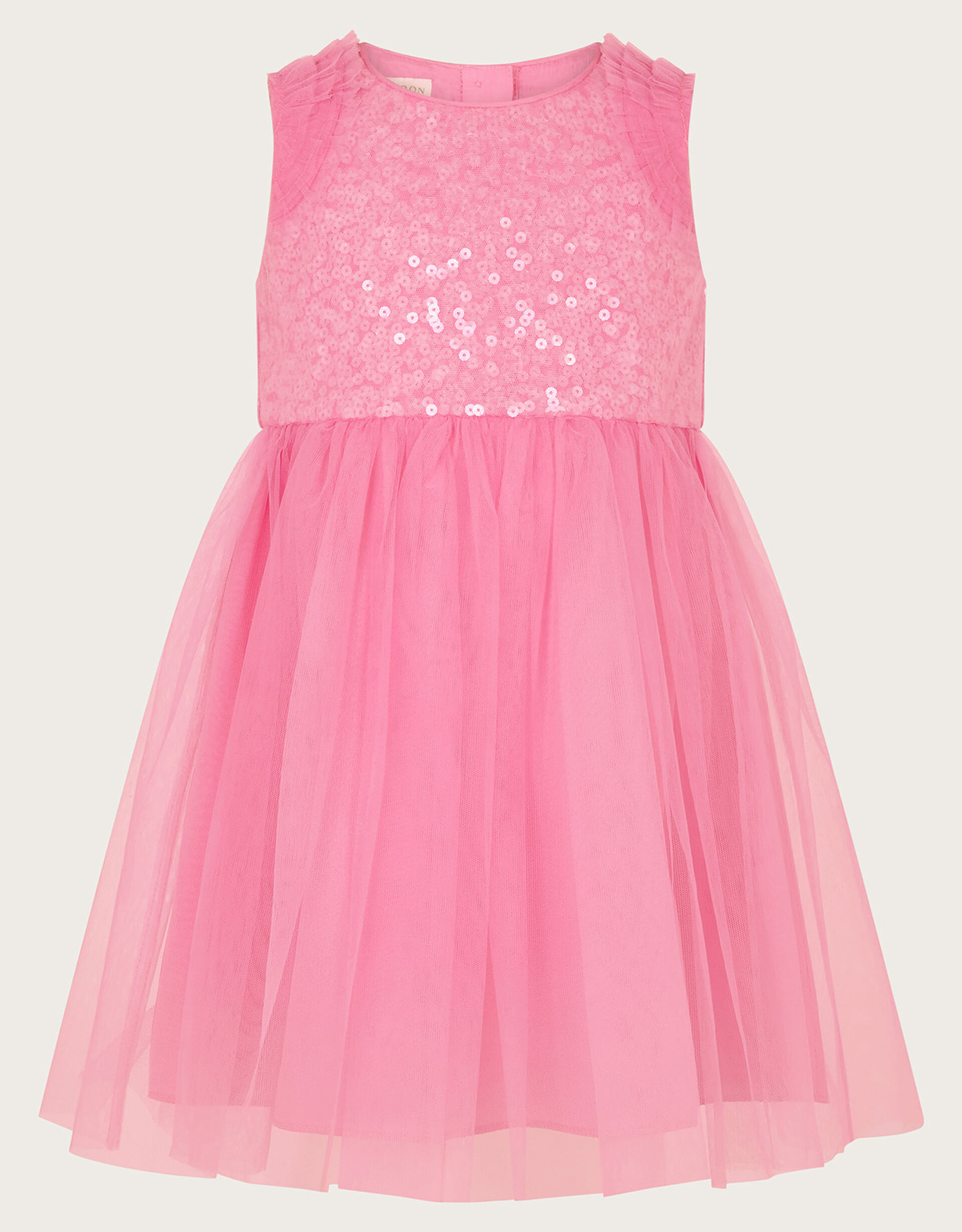 Baby Priscilla Sequin Ruffle Dress Pink | Baby Girl Dresses | Monsoon UK.