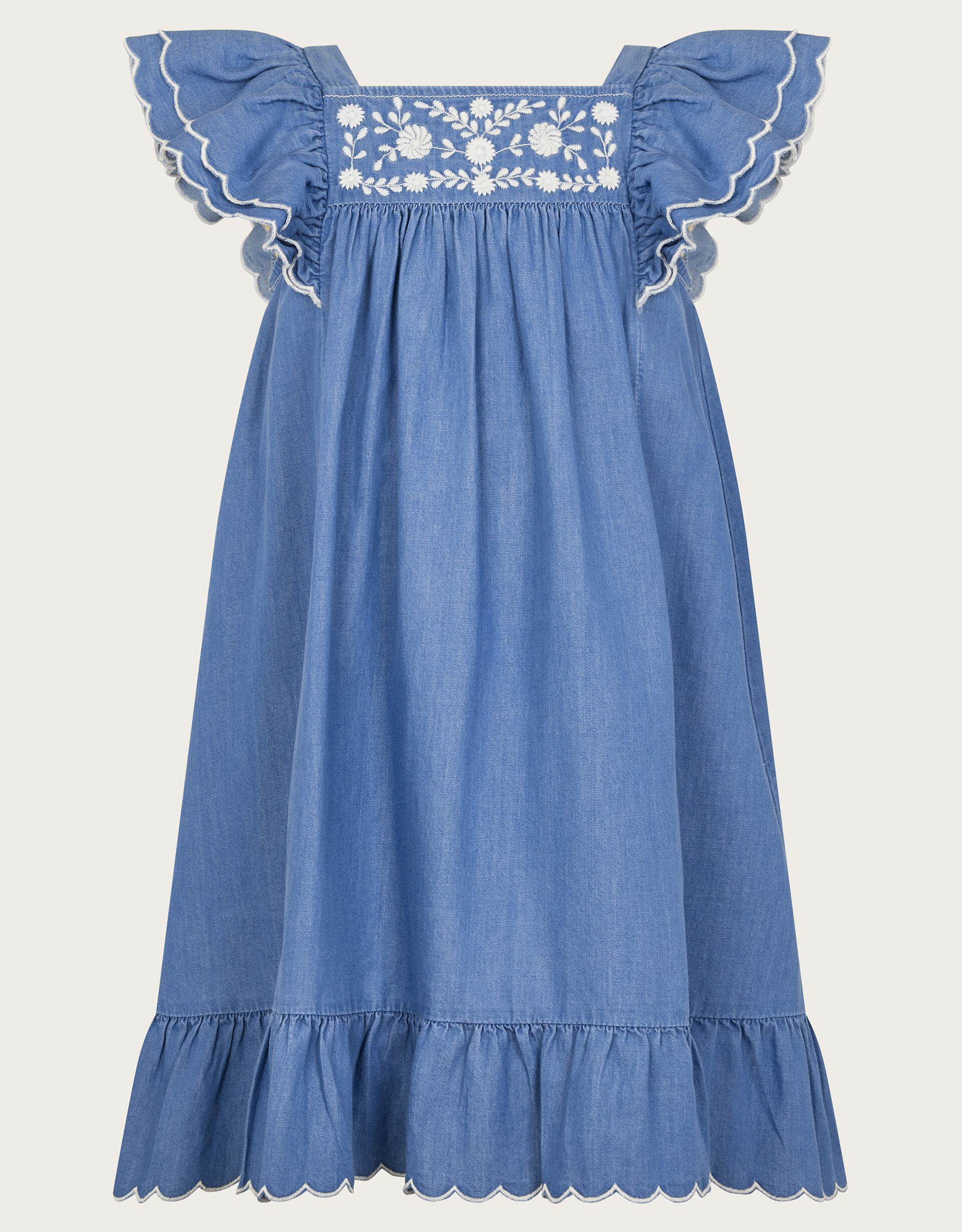 Embroidered Chambray Dress Blue | Girls' Dresses | Monsoon UK.