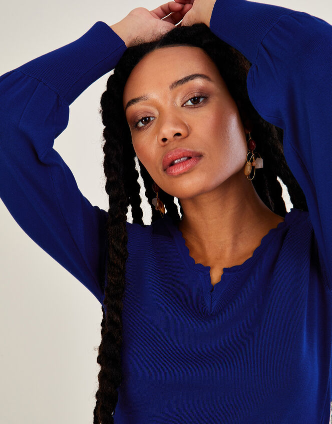 V-Neck Jumper with LENZING™ ECOVERO™ Blue