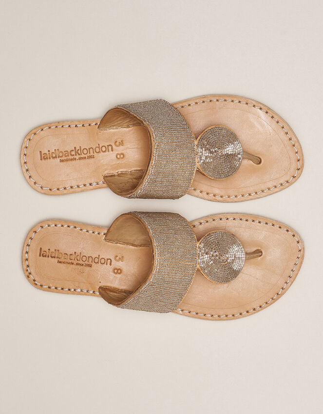 Laidback London Heron Leather Sandals Silver