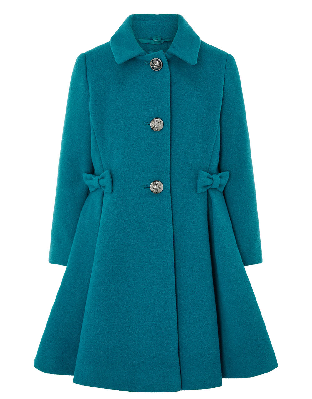 Bow Flared Coat Teal | Girls' Coats & Jackets | Monsoon UK.