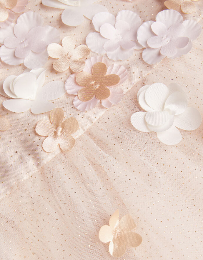 Baby Darcie 3D Flower Glitter Tulle Dress Gold