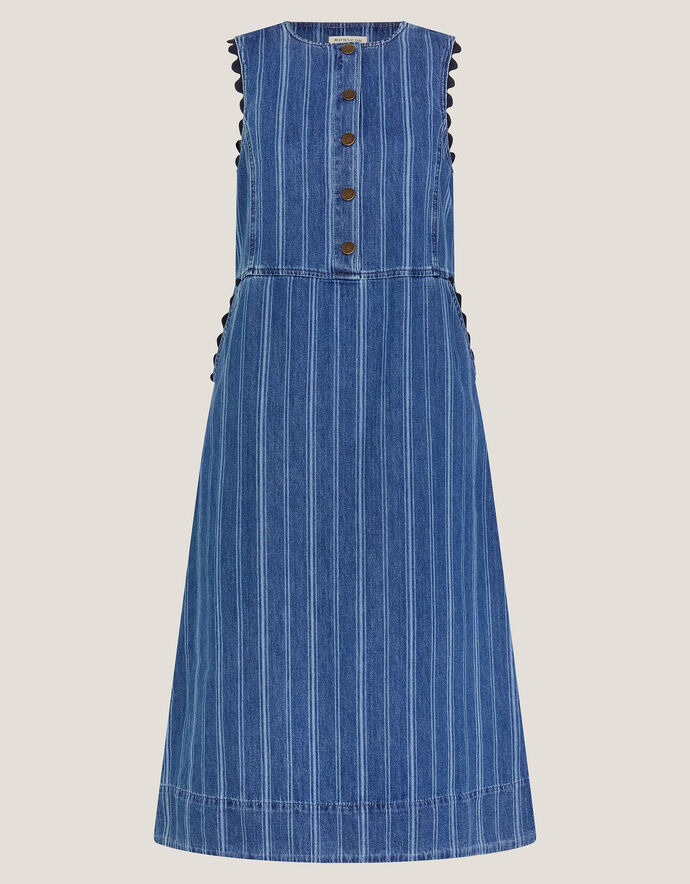 Ottilie Stripe Denim Midi Dress Blue | Day Dresses | Monsoon UK.