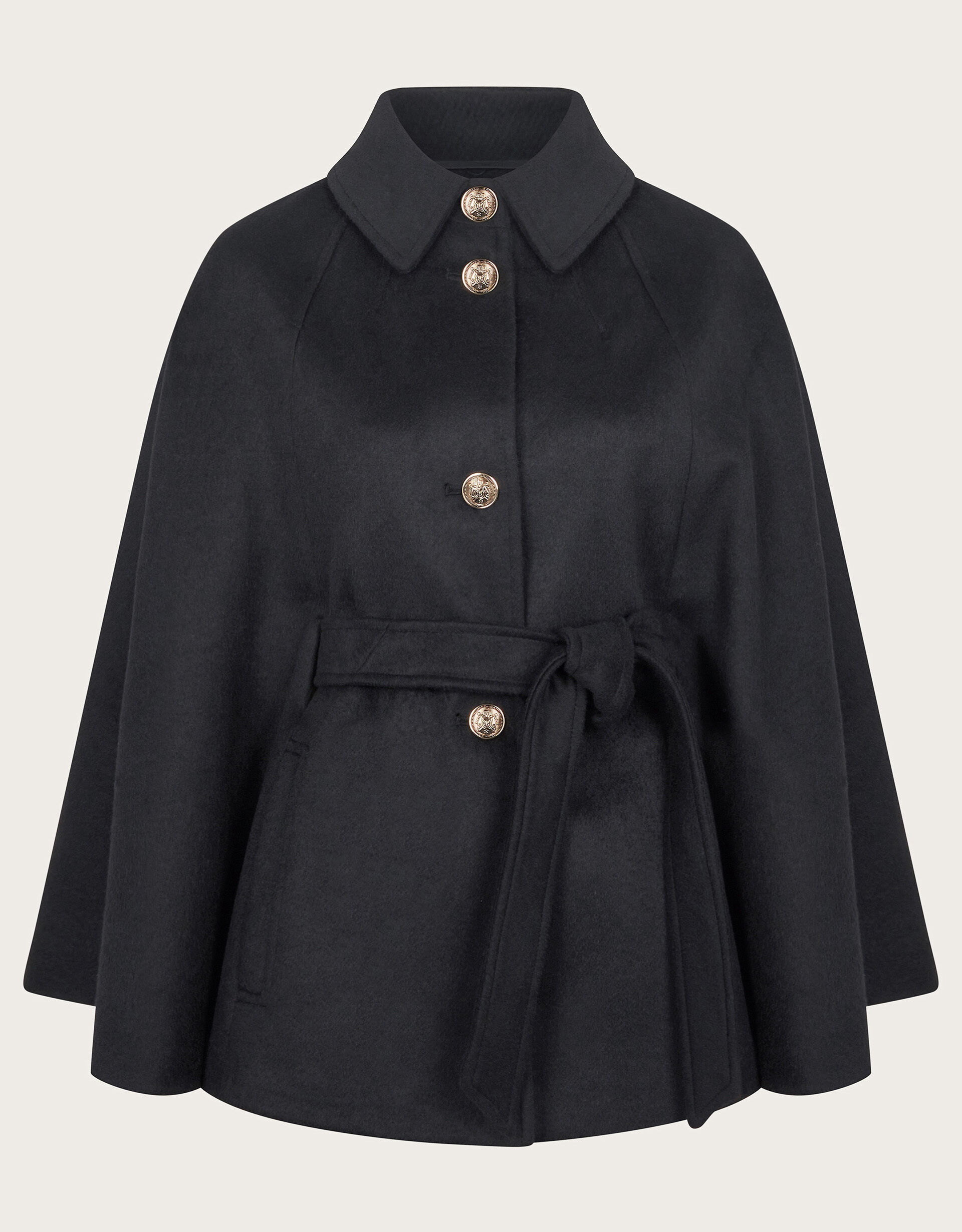 Cecily Military Cape Coat Black