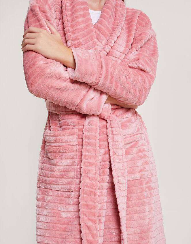 Stripe Textured Dressing Gown Pink
