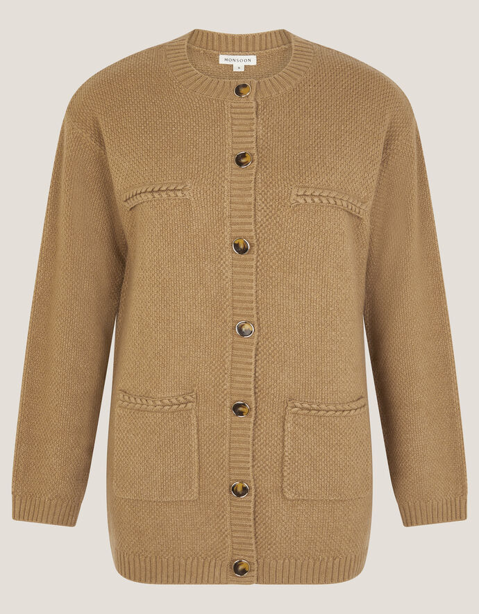 Bella Braid Pocket Cardigan Camel | Cardigans | Monsoon UK.