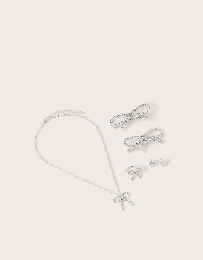 Diamante Bow Hair Clip and Jewellery Set