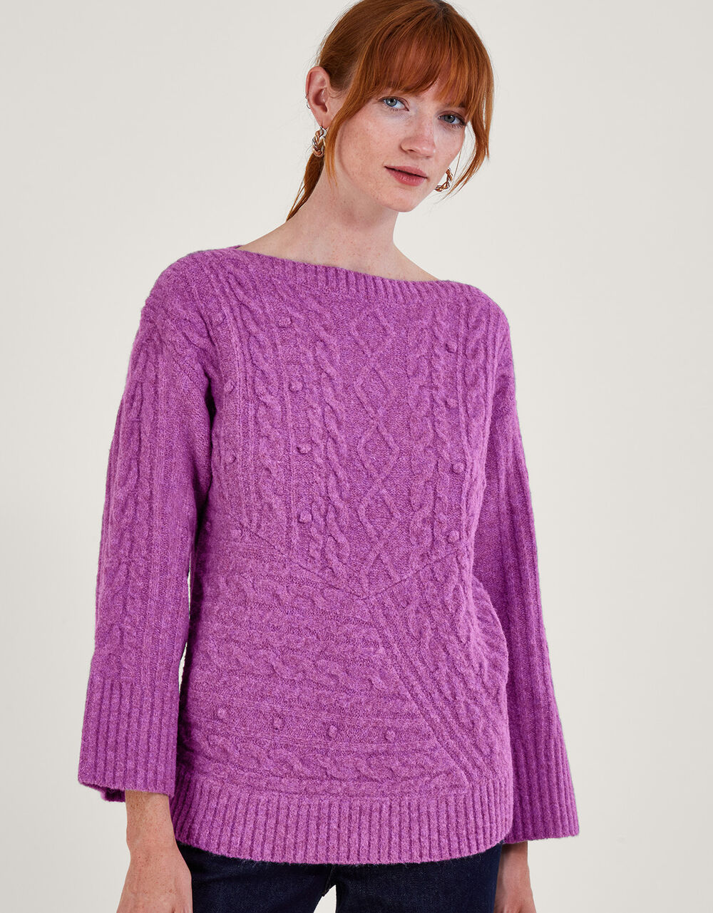 Satu Stitch Jumper Purple | Knitwear | Monsoon UK.