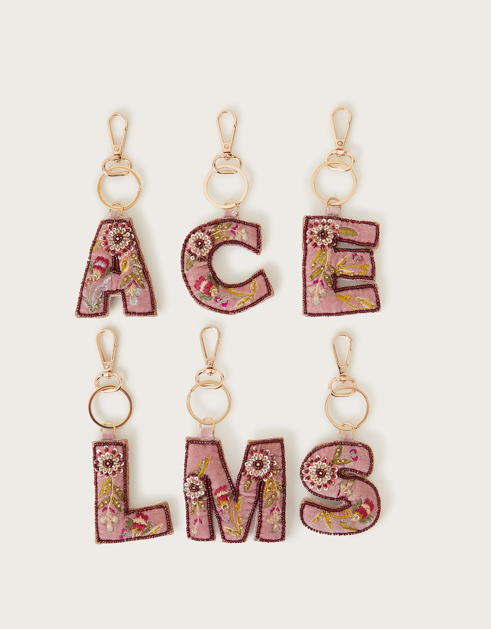 Embellished Floral Initial Keyring Pink | Accessories | Monsoon UK.