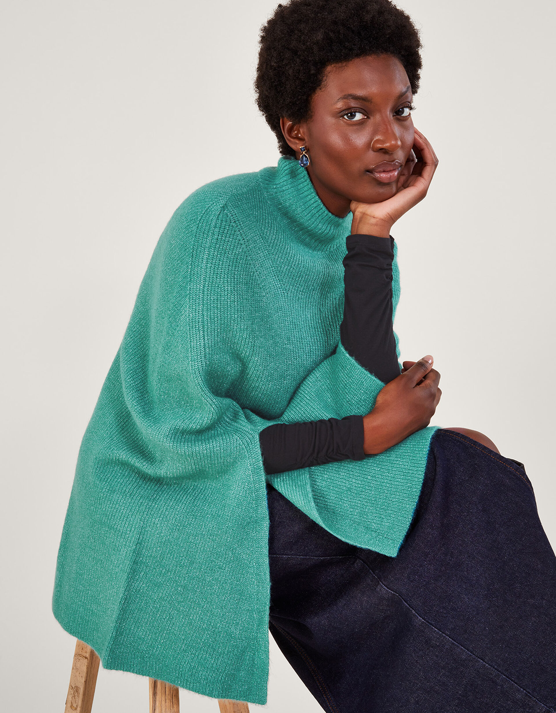 Ribbed Poncho | Ponchos | Monsoon UK.