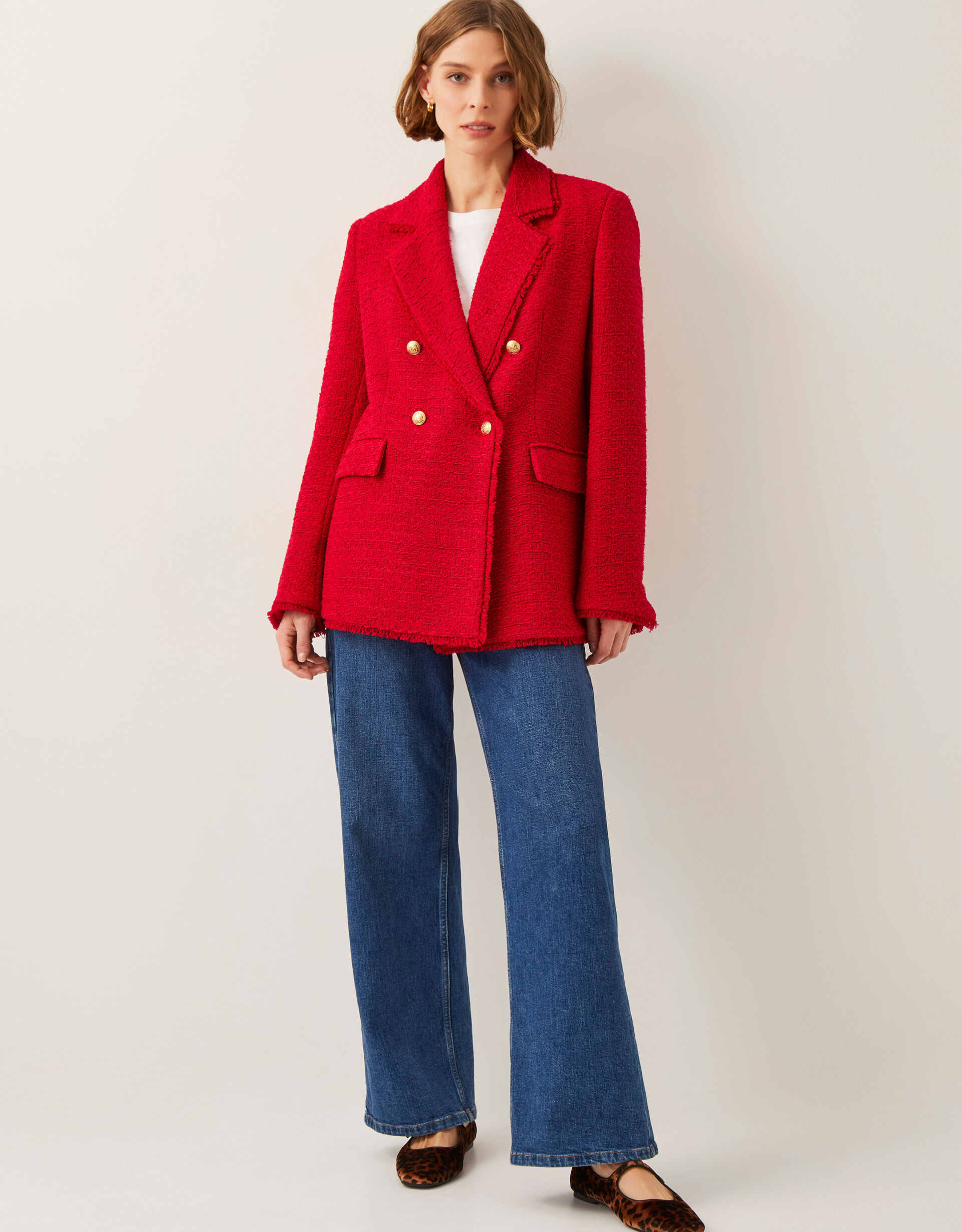 Rubi Tweed Jacket Red | Women's Jackets | Monsoon UK.