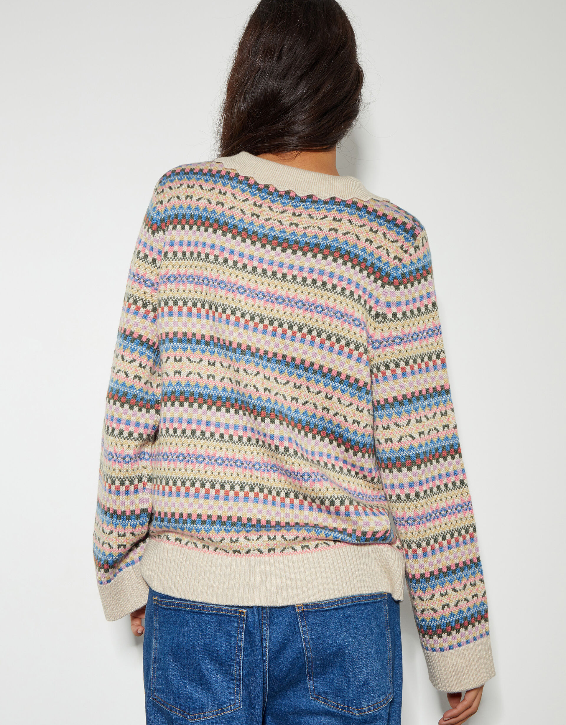 Fawn Fair Isle Collar Cardigan Natural | Cardigans | Monsoon UK.