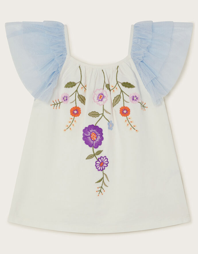 Embroidered Floral Top Blue | Girls' Tops & T-shirts | Monsoon UK.