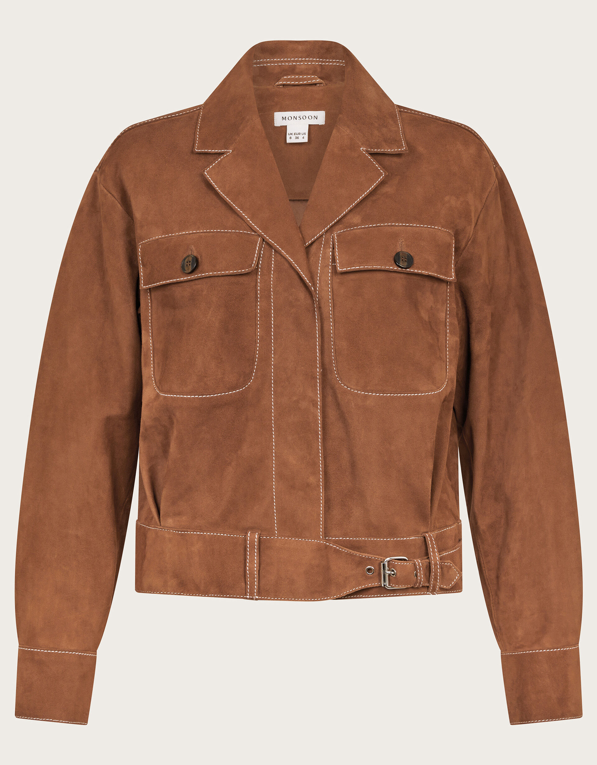 Iris Crop Suede Jacket Tan | Women's Jackets | Monsoon UK.