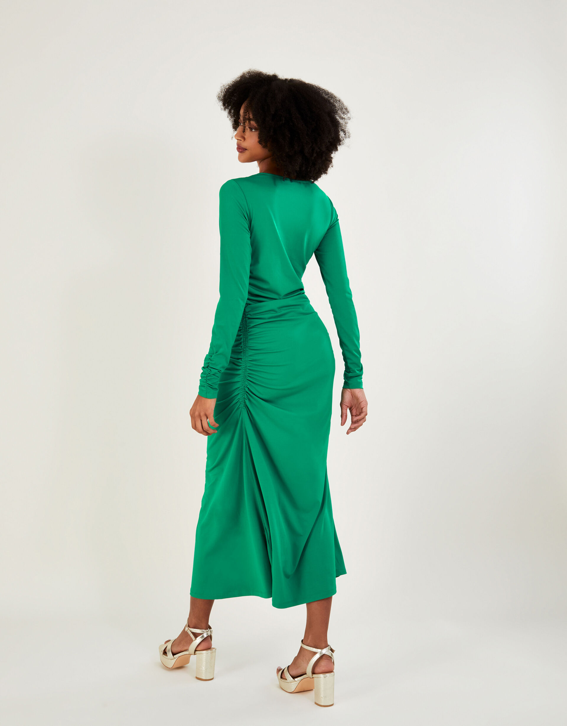 Ruched Side Jersey Dress Green