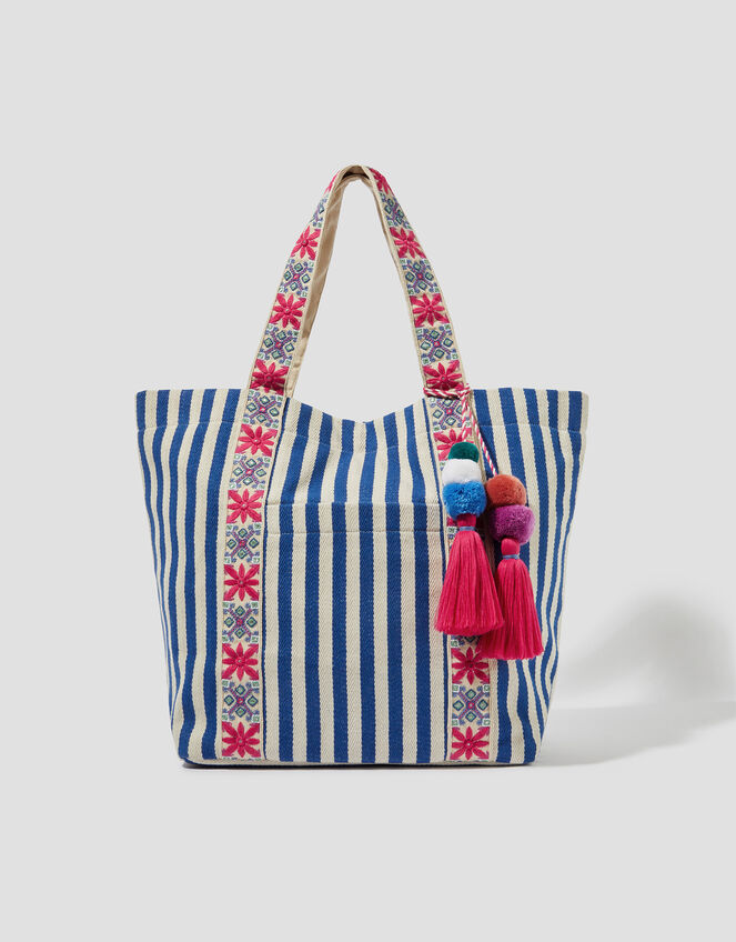 Dara Embroidered Stripe Beach Bag | Bags & Purses | Monsoon UK.