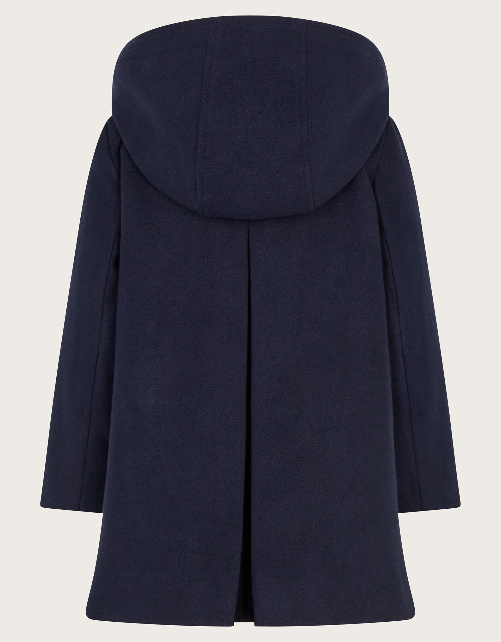 Hooded Round Collar Coat Blue