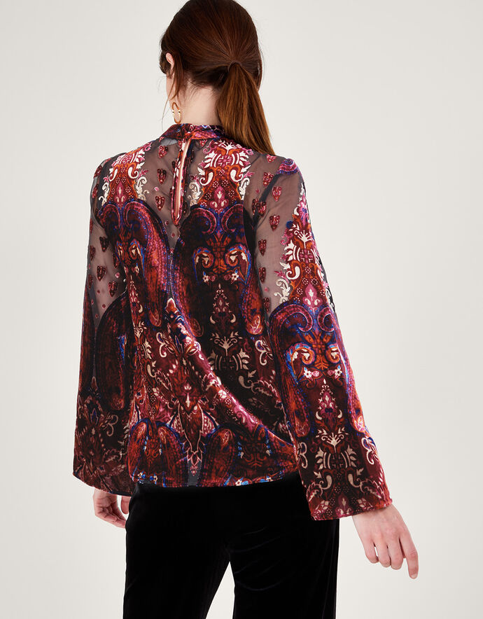 Peri Paisley Devore Top Black