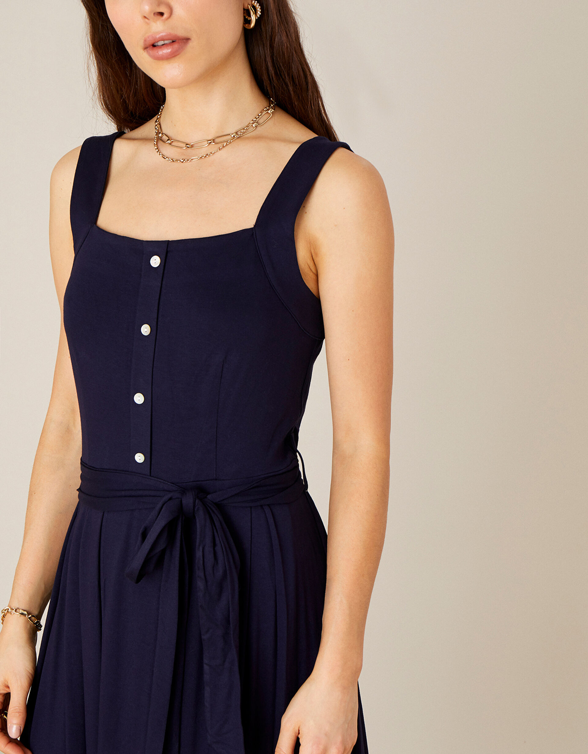 Button Sundress with LENZING™ ECOVERO™ Blue | Work Dresses | Monsoon UK.