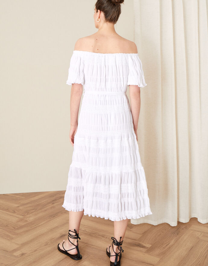 Plain Off-Shoulder Dress White