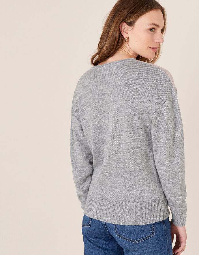Colour-Block Jumper Grey | Jumpers | Monsoon UK.