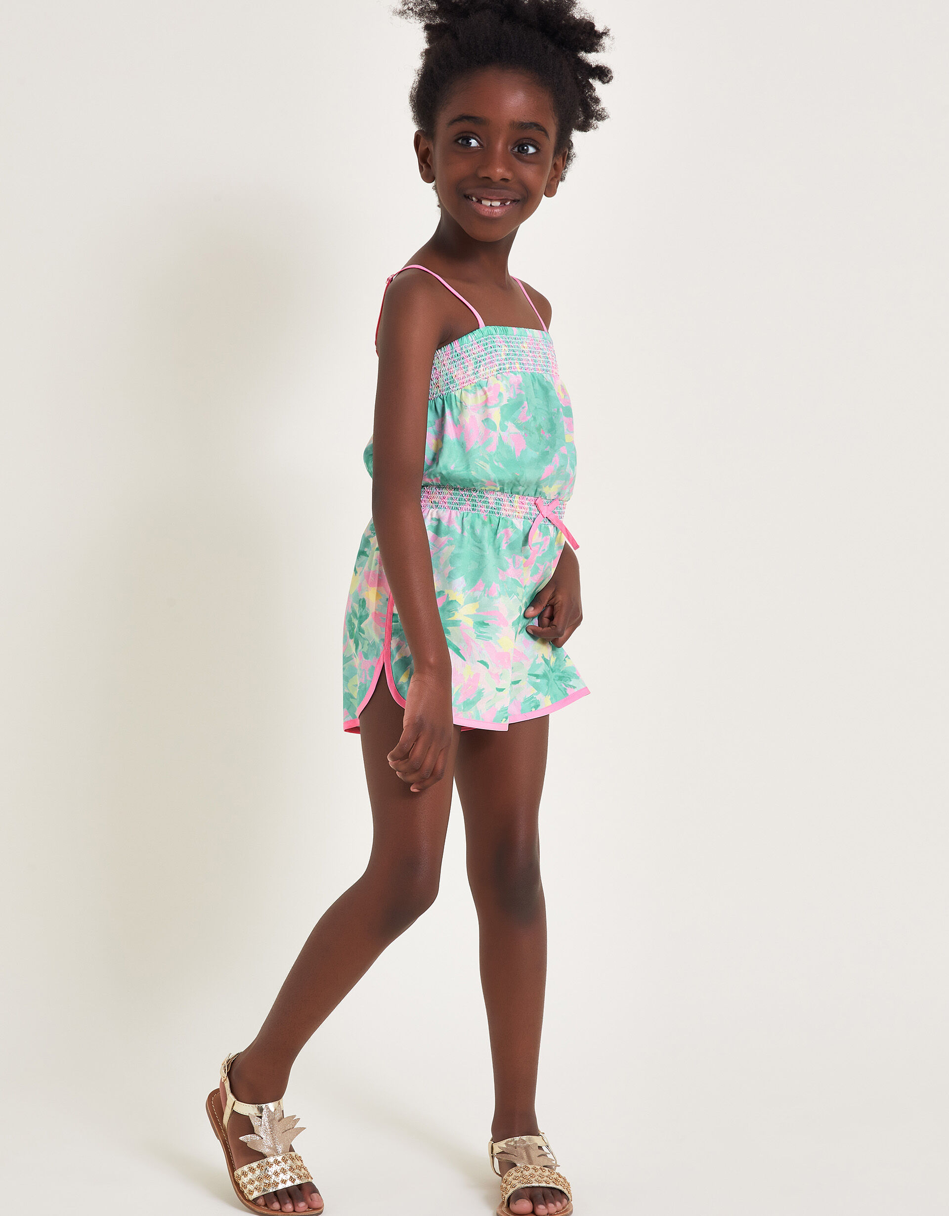 Splash Palm Playsuit Green | Girls' Beach & Swimwear | Monsoon UK.
