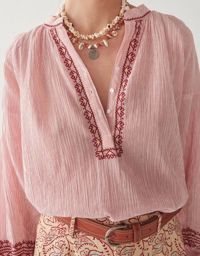 Maison Hotel Embroidered Blouse Red