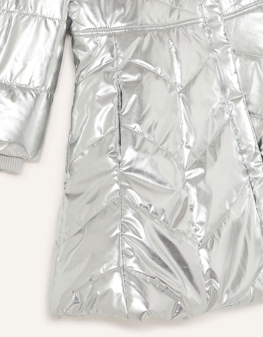 Metallic Padded and Hooded Coat Silver | Girls' Coats & Jackets ...