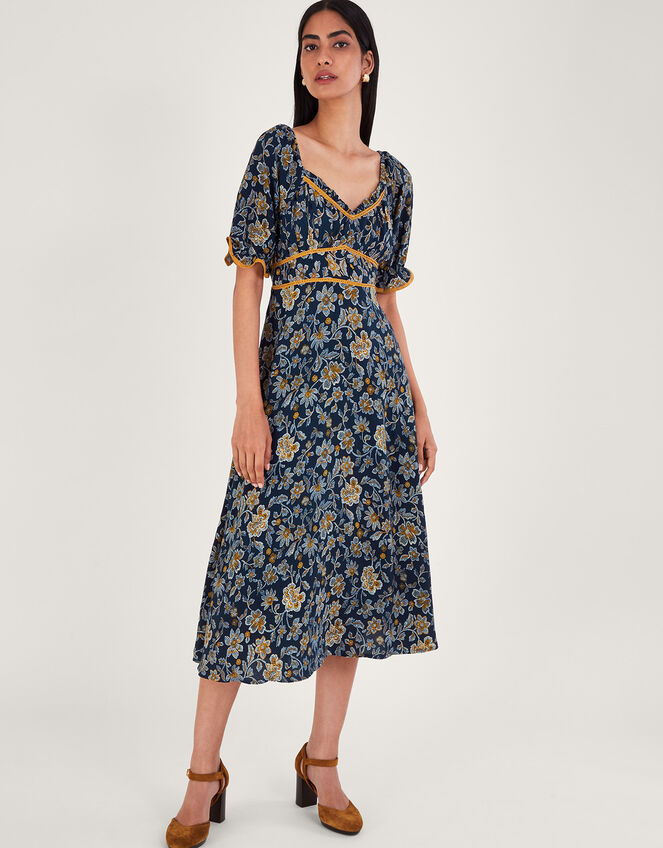 Dotty Flower Dress Blue | Day Dresses | Monsoon UK.