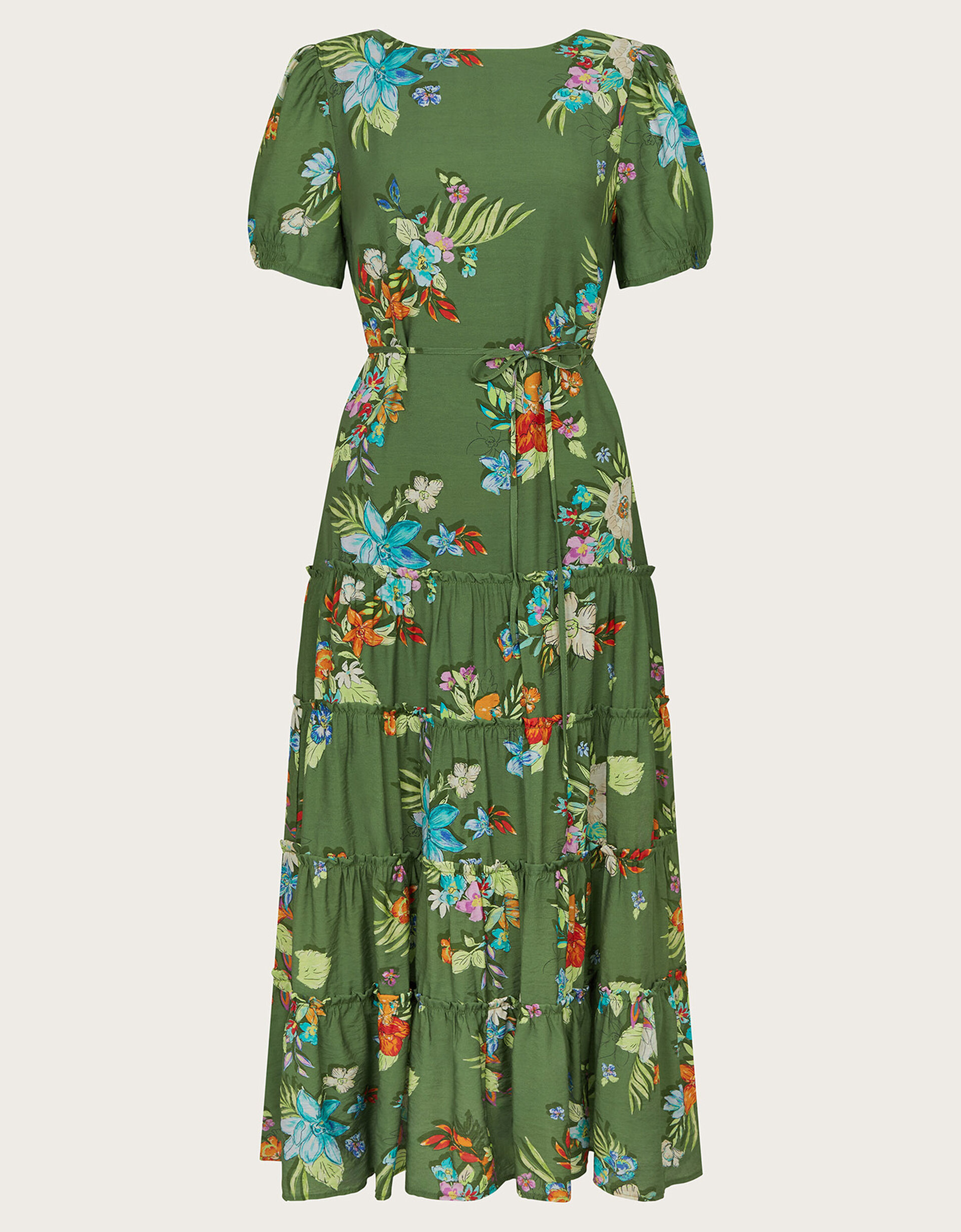 Zafia Tiered Dress Green