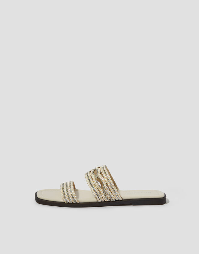 Macy Diamante Strap Slide Sandals Cream | Women's Shoes | Monsoon UK.
